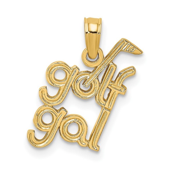 10k Yellow Gold Sports Solid Polished GOLF GAL Necklace Charm Pendant
